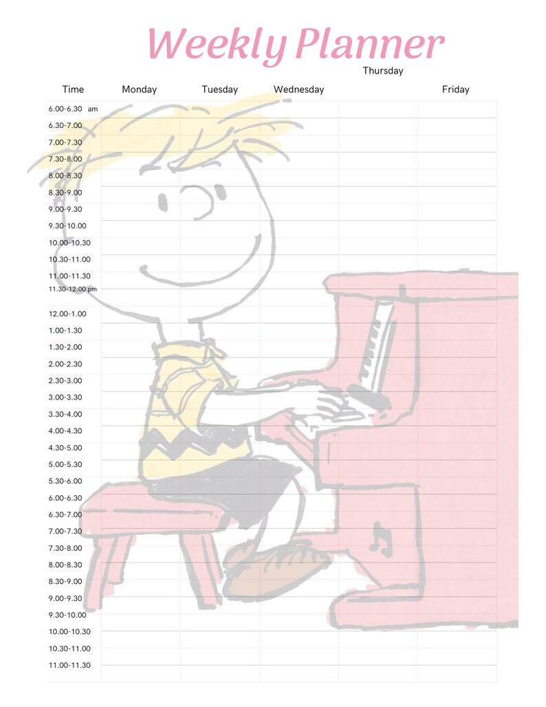 Peanut Gang Weekly Planner | Snoopy Prints Planner Pages | Monday ...
