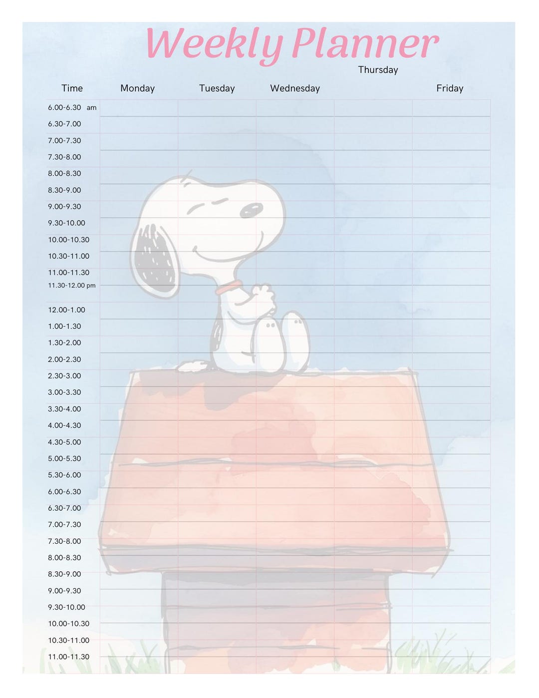 Peanut Gang Weekly Planner | Snoopy Prints Planner Pages | Monday ...