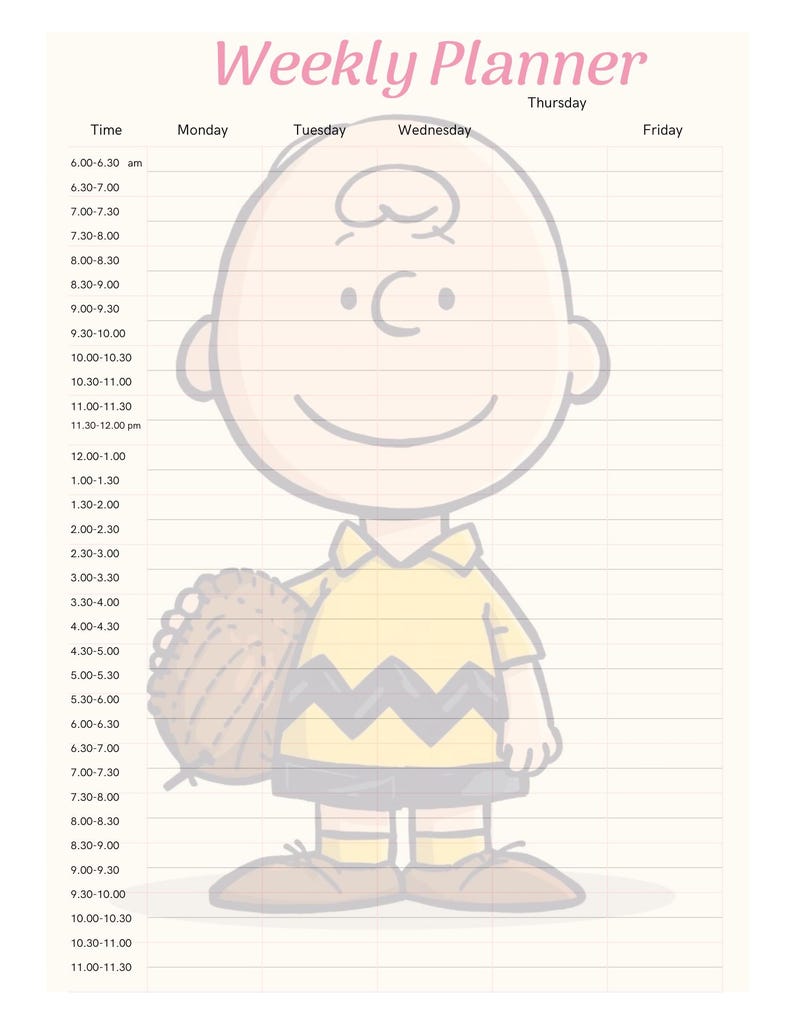 Peanut Gang Weekly Planner | Snoopy Prints Planner Pages | Monday ...