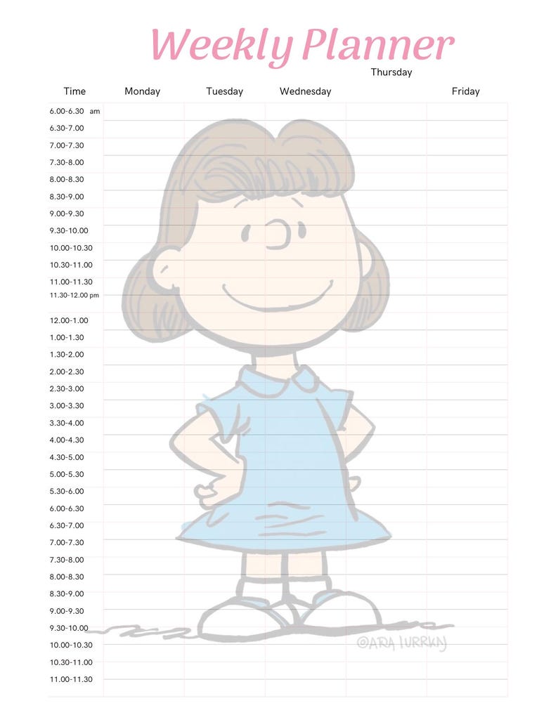 Peanut Gang Weekly Planner | Snoopy Prints Planner Pages | Monday ...