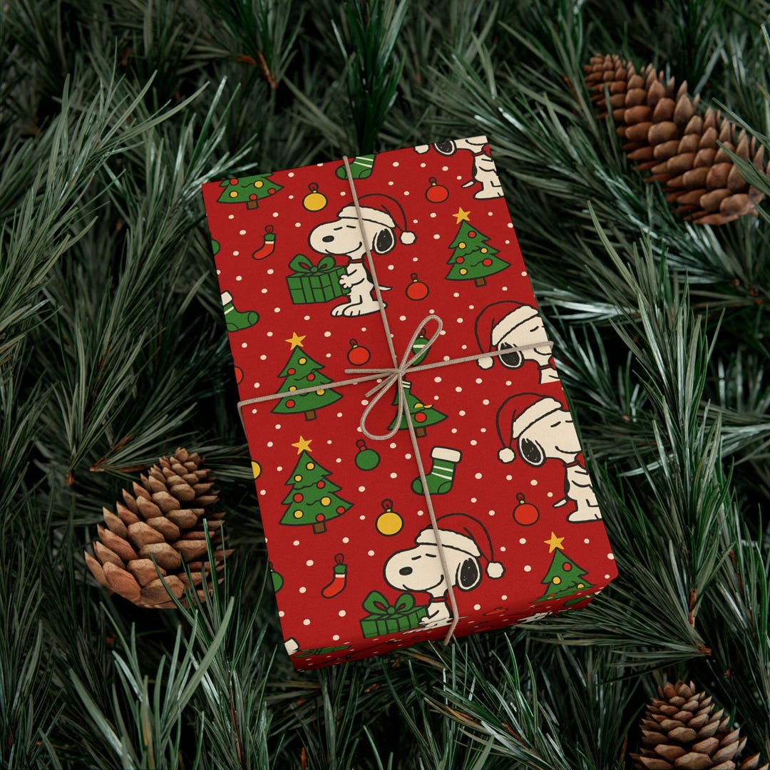Snoopy Christmas Pattern Gift Wrap Paper | Holiday Wrapping Paper - Etsy
