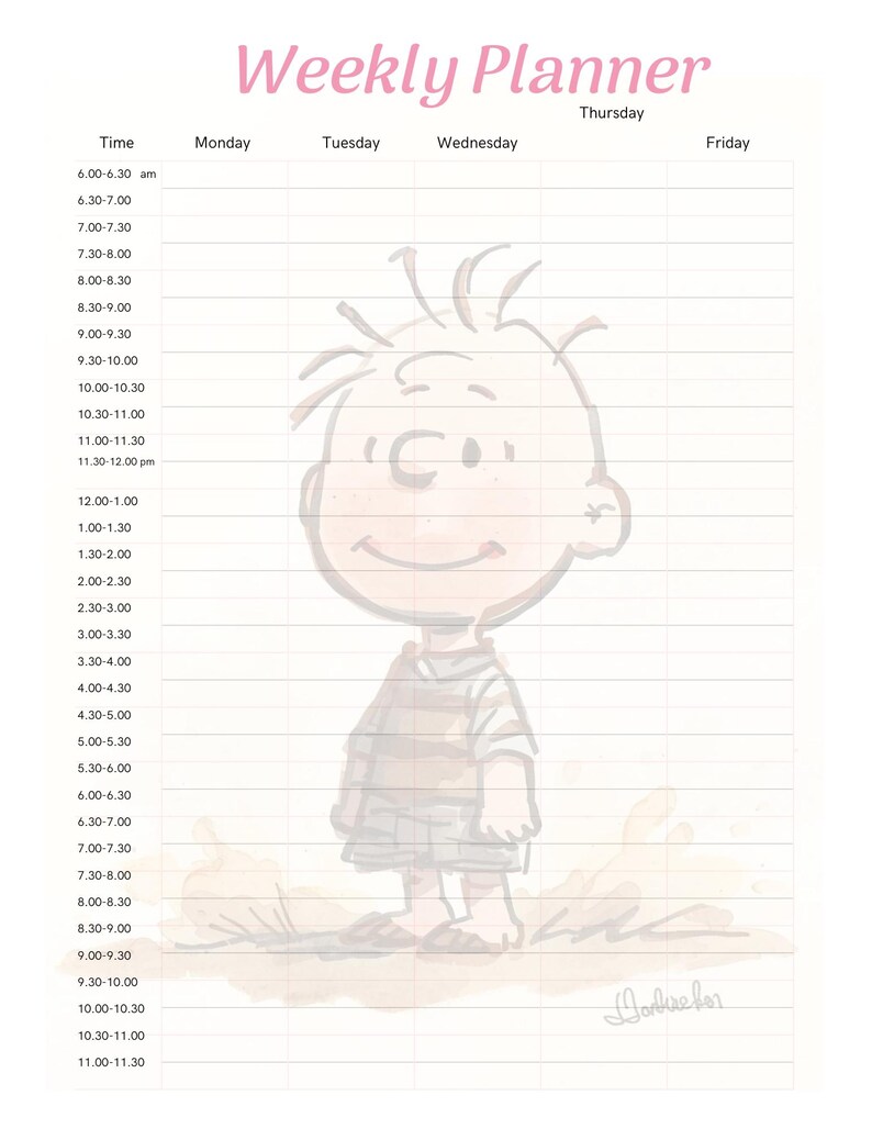 Peanut Gang Weekly Planner | Snoopy Prints Planner Pages | Monday ...