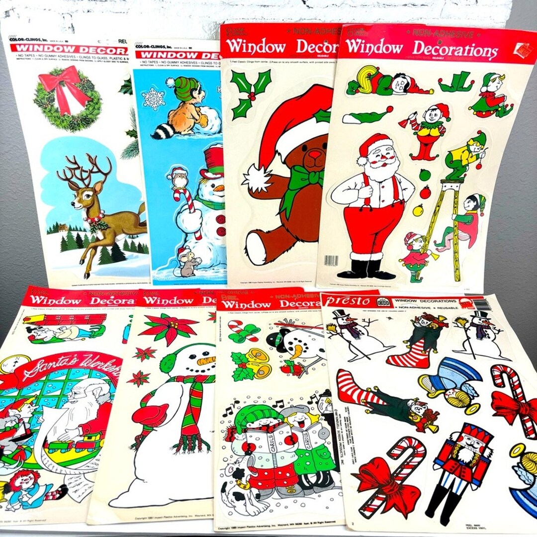 Vintage 80’s 90’s Christmas Holiday Window Clings - Etsy