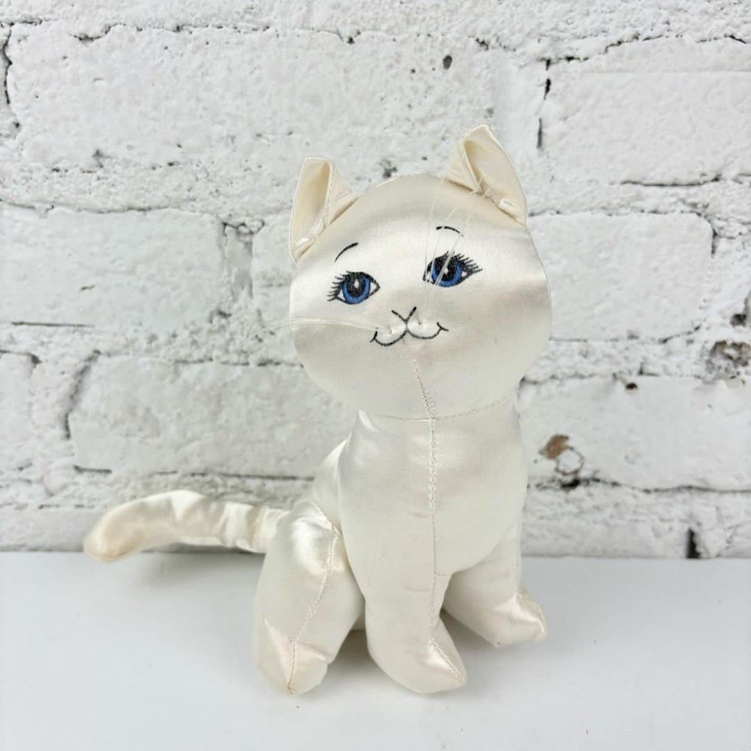 Vintage White Satin Cat Stuffed - Etsy