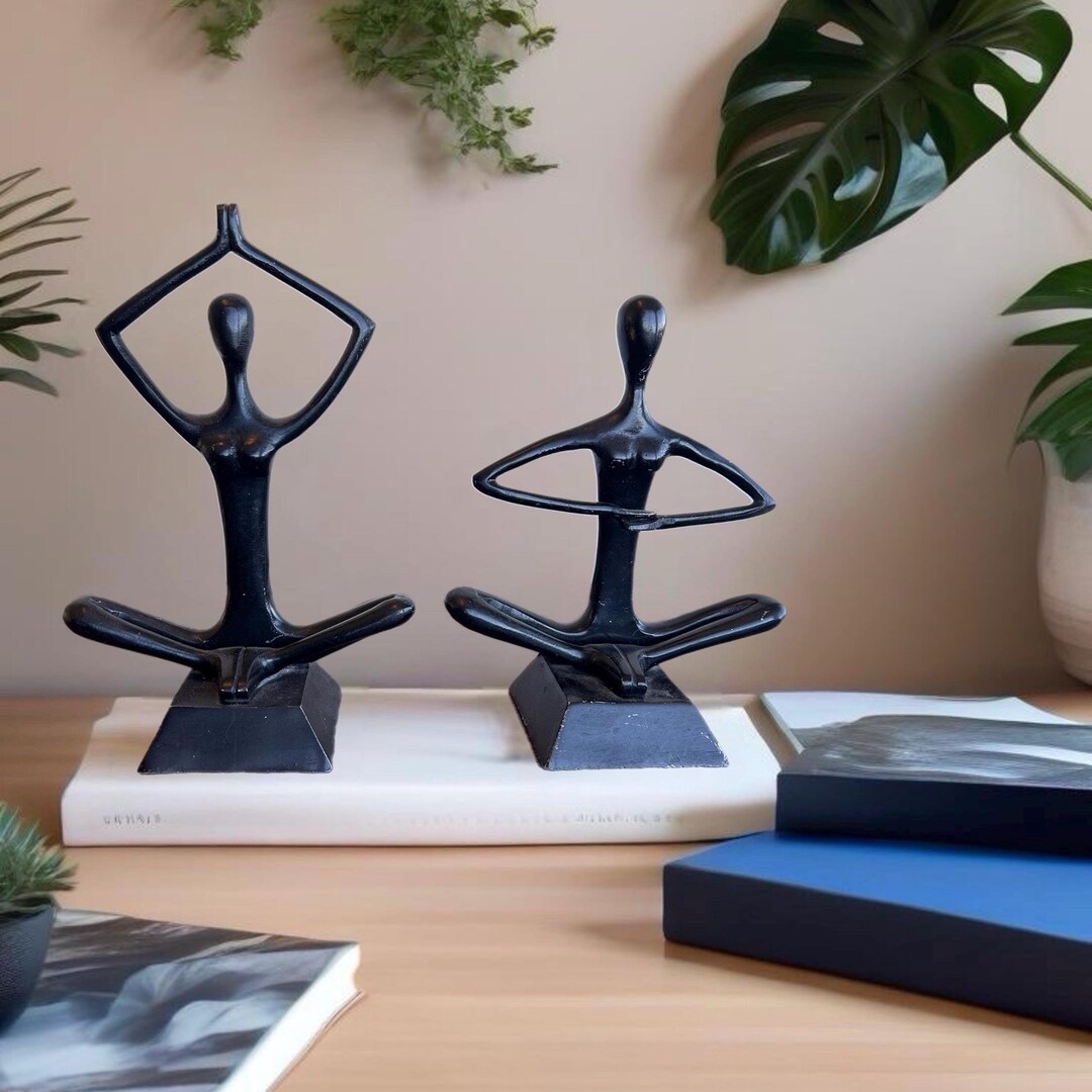 Pair of Yoga Figures, Women Meditating, Metal Figure Decor - Etsy
