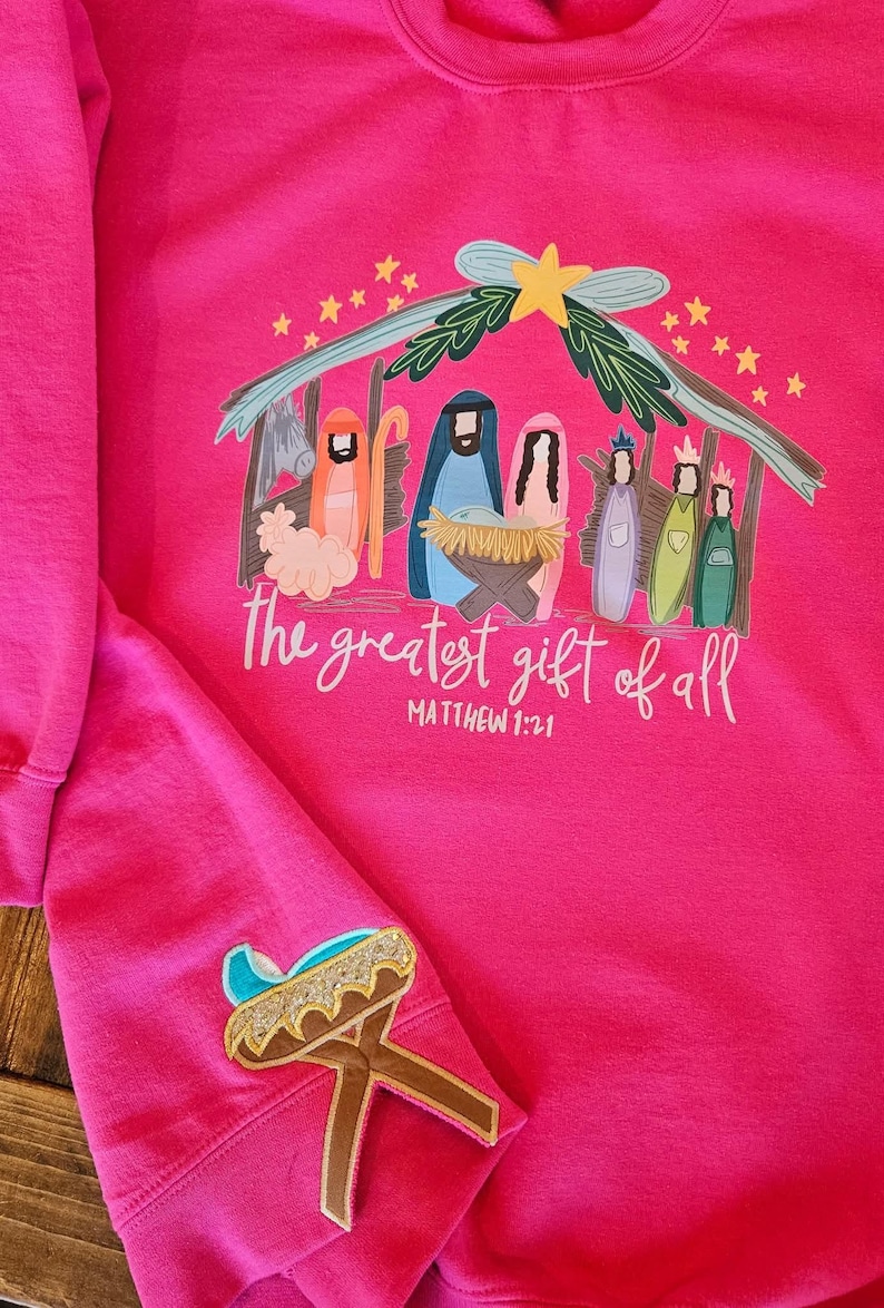 Christmas Nativity Shirt, Nativity, Greatest Gift Shirt With Side Split ...