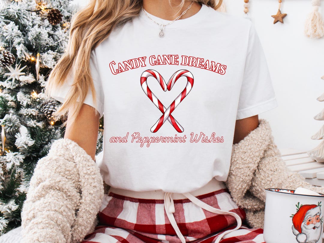 Christmas Candy Cane Tee, Holiday Tshirt, Women's Xmas Shirt, Gift for ...