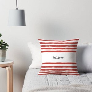 Red Stripe Christmas Pillow Cover Holiday Typography Text - Etsy