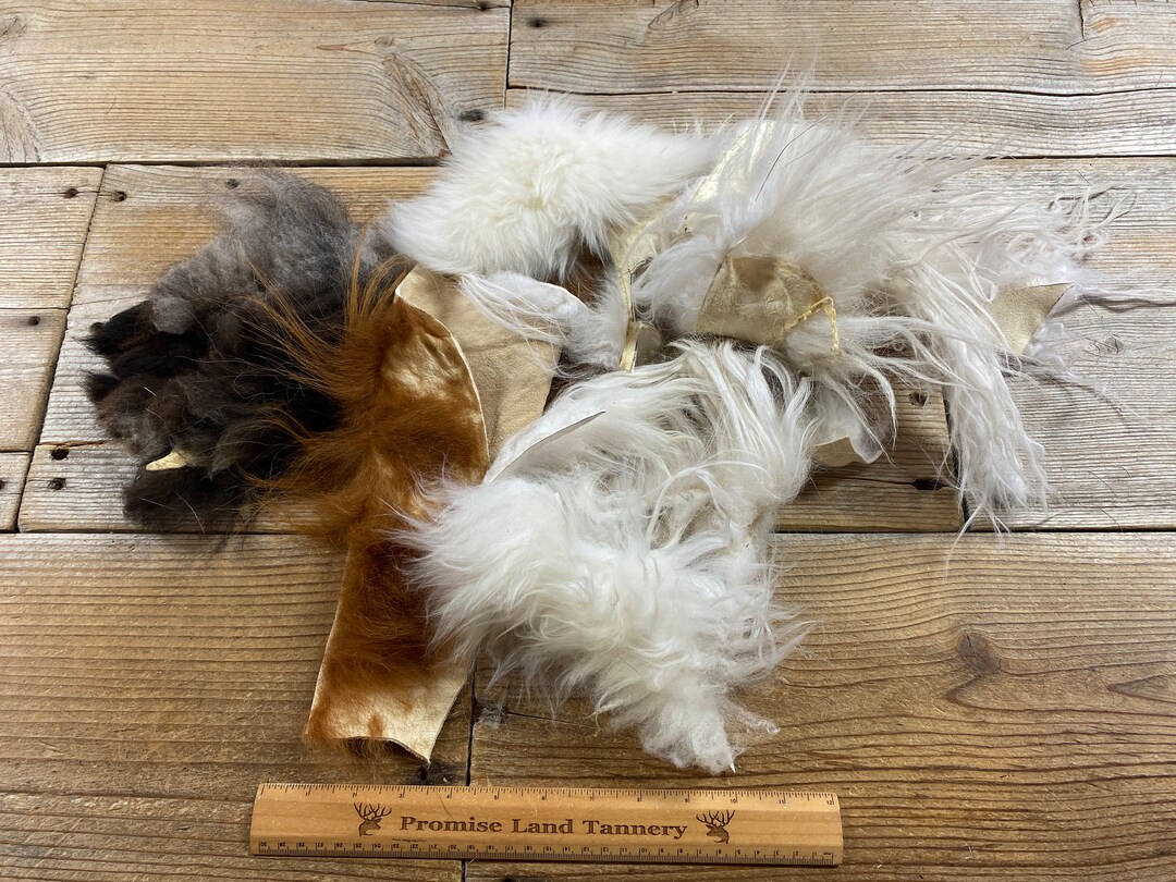 Mixed Long Hair Sheep and Highland Cow Hair on Scraps - Real Fur Hide ...