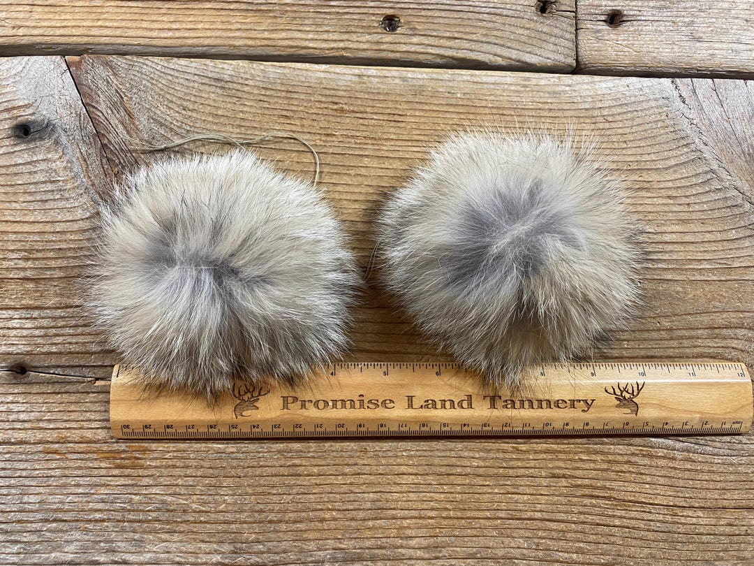 Real Coyote Fur Pom Poms - Pair 5 Inch Natural Brown Poms - Handmade ...