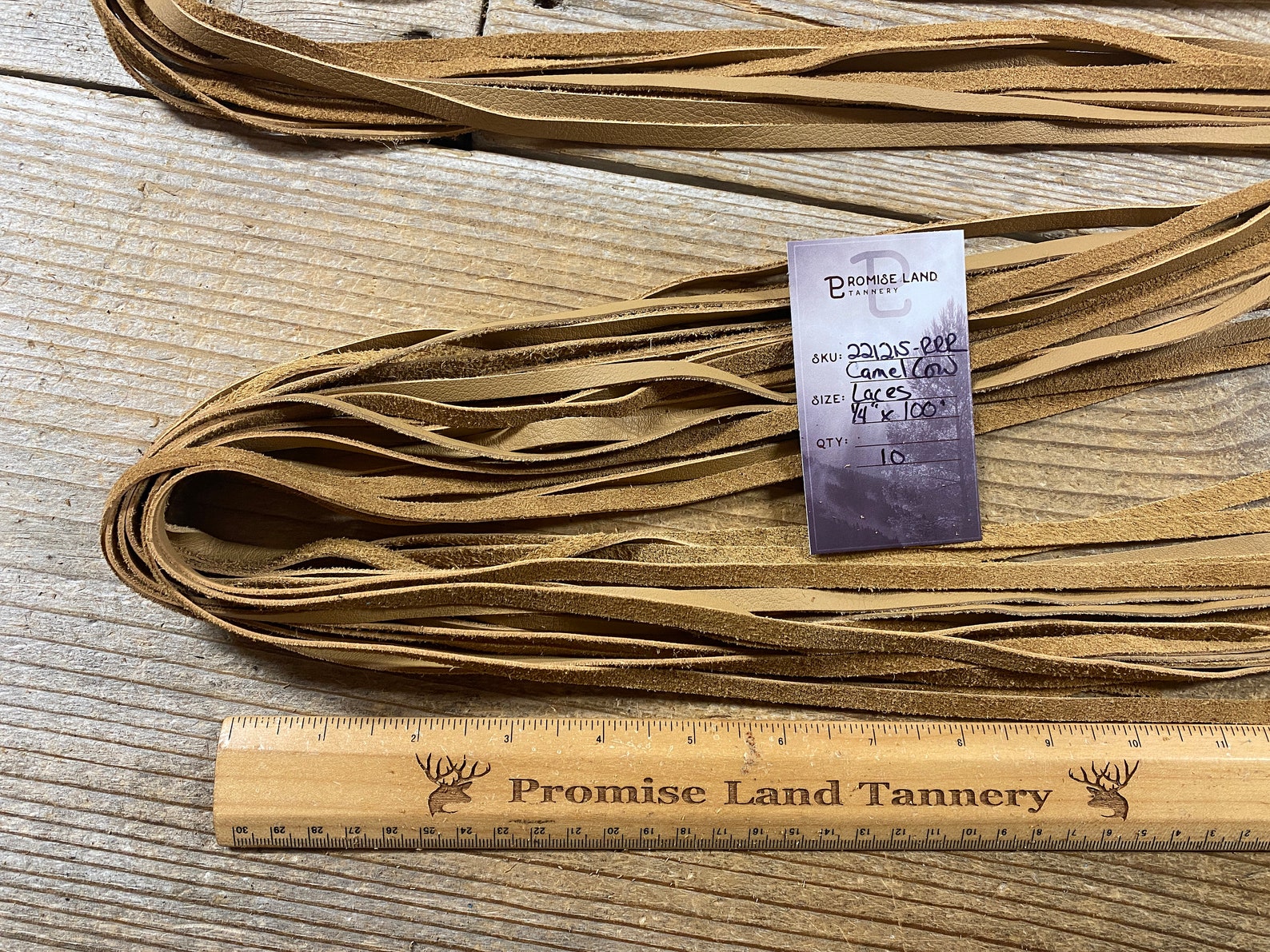 100" Extra Long Camel 1/4 Inch Wide Cow Leather - Straight Cut Laces ...