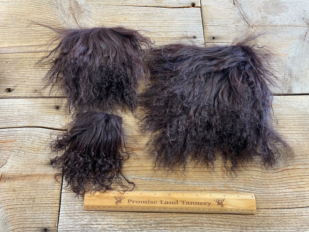 Medium Brown Mongolian Goat Hair on Hide Piece - Choice of Size - Stock ...