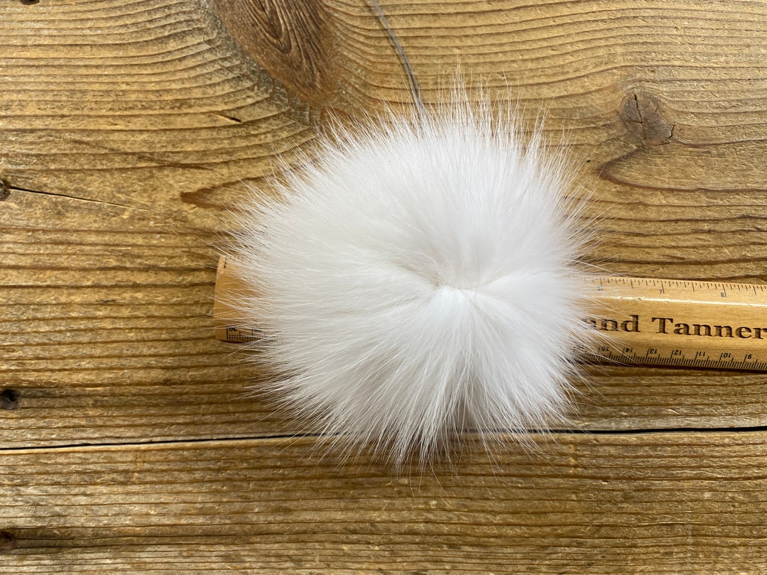 Real Fox Fur Pom Pom 6 Inch Natural White Pom Handmade Lot No. 230406-I ...
