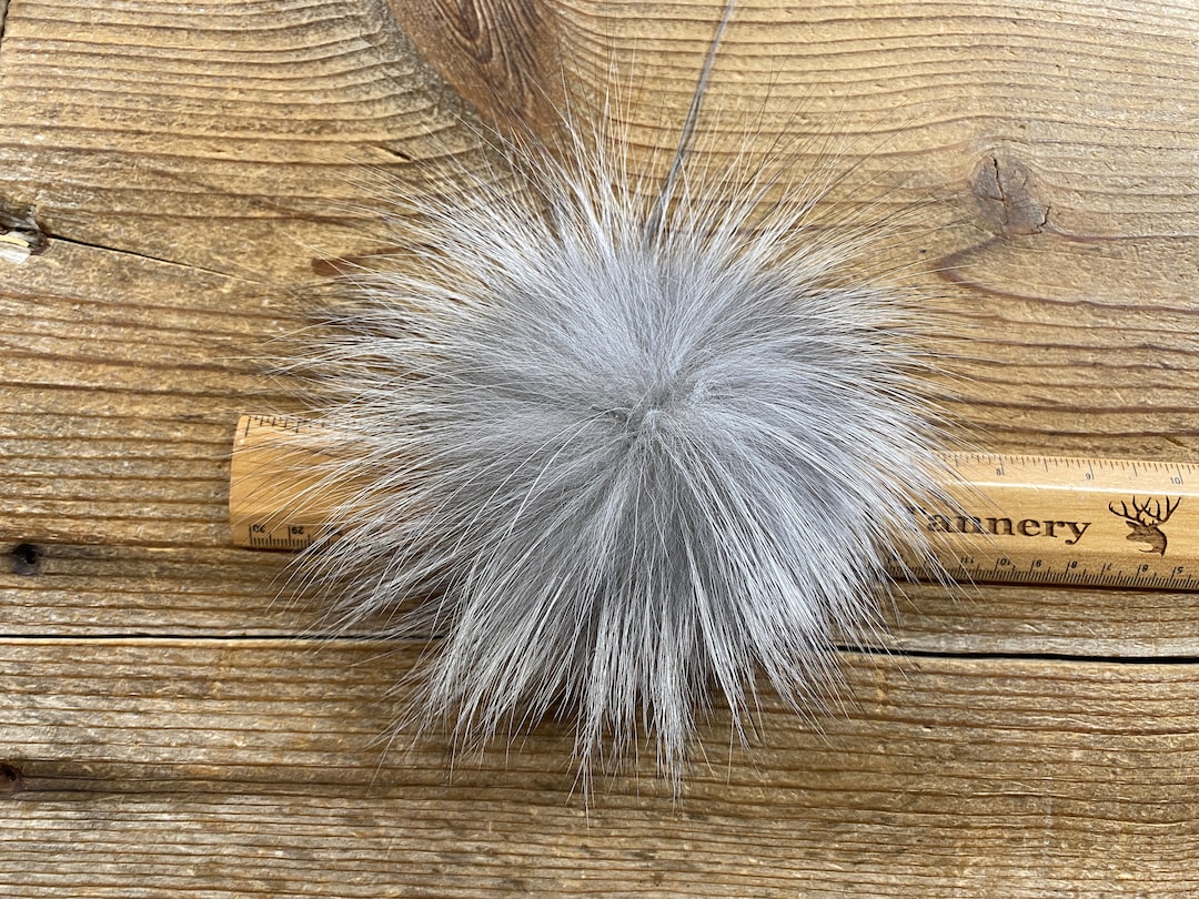 Real Fox Fur Pom Pom - 7.5 Inch Platinum Fox Pom - Handmade - Lot No ...