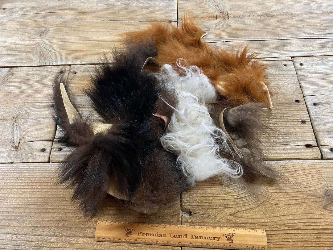 Mixed Long Hair Sheep and Highland Cow Hair on Scraps - Real Fur Hide ...