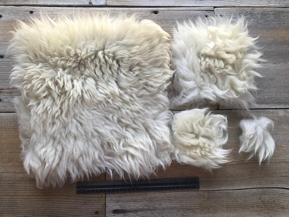 White Wool Sheep Hair on Hide Piece Choice of Size Stock | Etsy