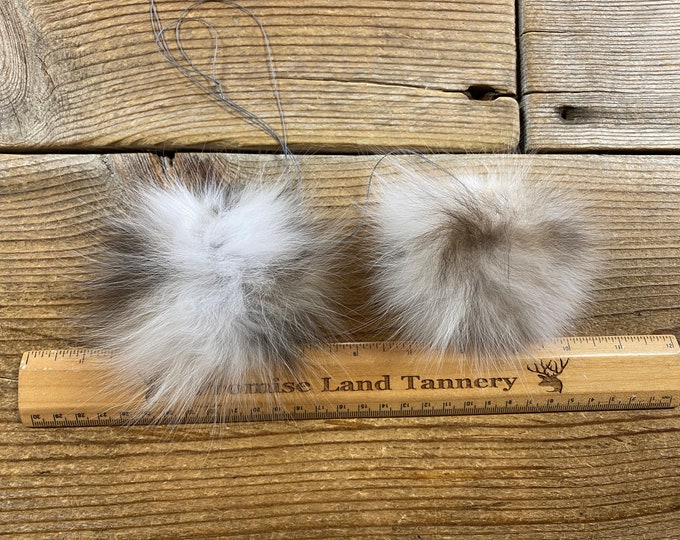 Real Bobcat Fur Pom Pom - 2 5-5.5 Inch Natural Poms - Handmade - Lot No ...