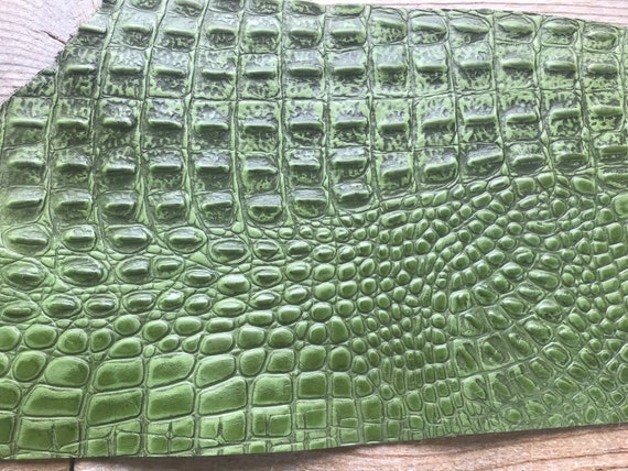Embossed Hide Leather Remnant Lime Alligator Lot No. | Etsy