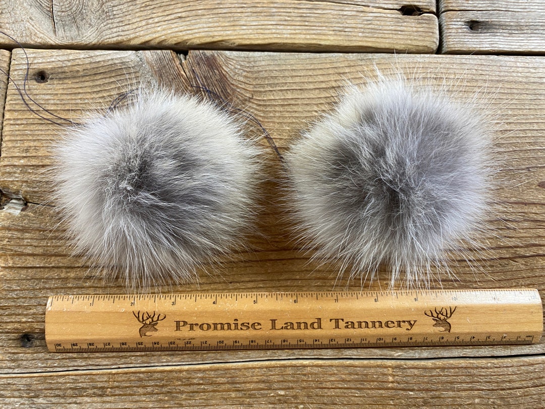 Real Coyote Fur Pom Poms - Pair 5.5-6 Inch Natural Brown Poms ...
