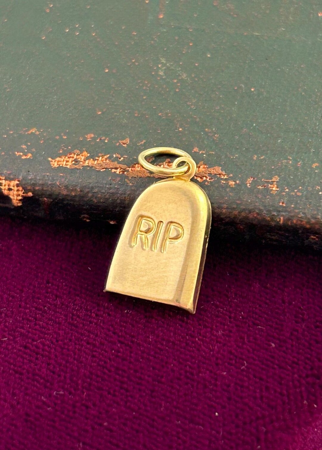Tiny Gravestone Charm: Brass RIP Pendant, Spooky Halloween Jewelry - Etsy