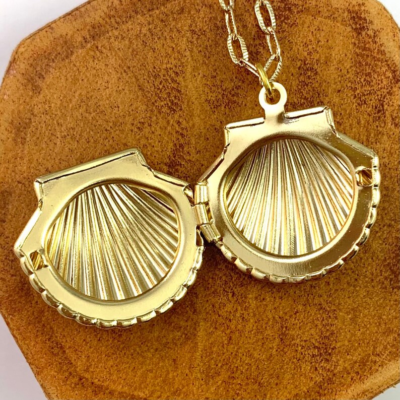 Locket Necklace, Seashell Locket Necklace, Scallop Shell Locket, Locket ...