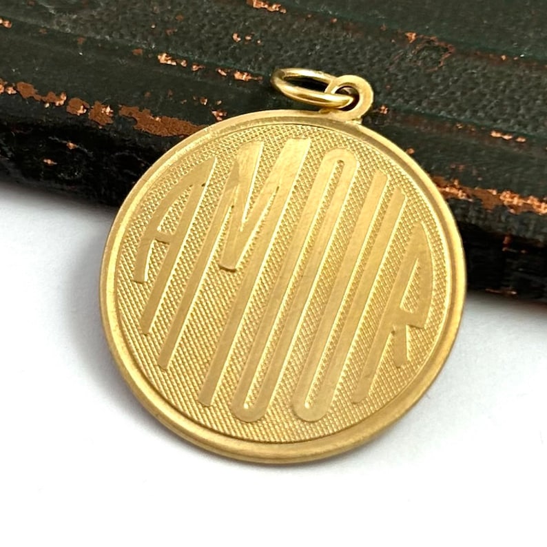 Large Vintage Amour Love Charm, Pendant, Vintage Love Charm, French ...