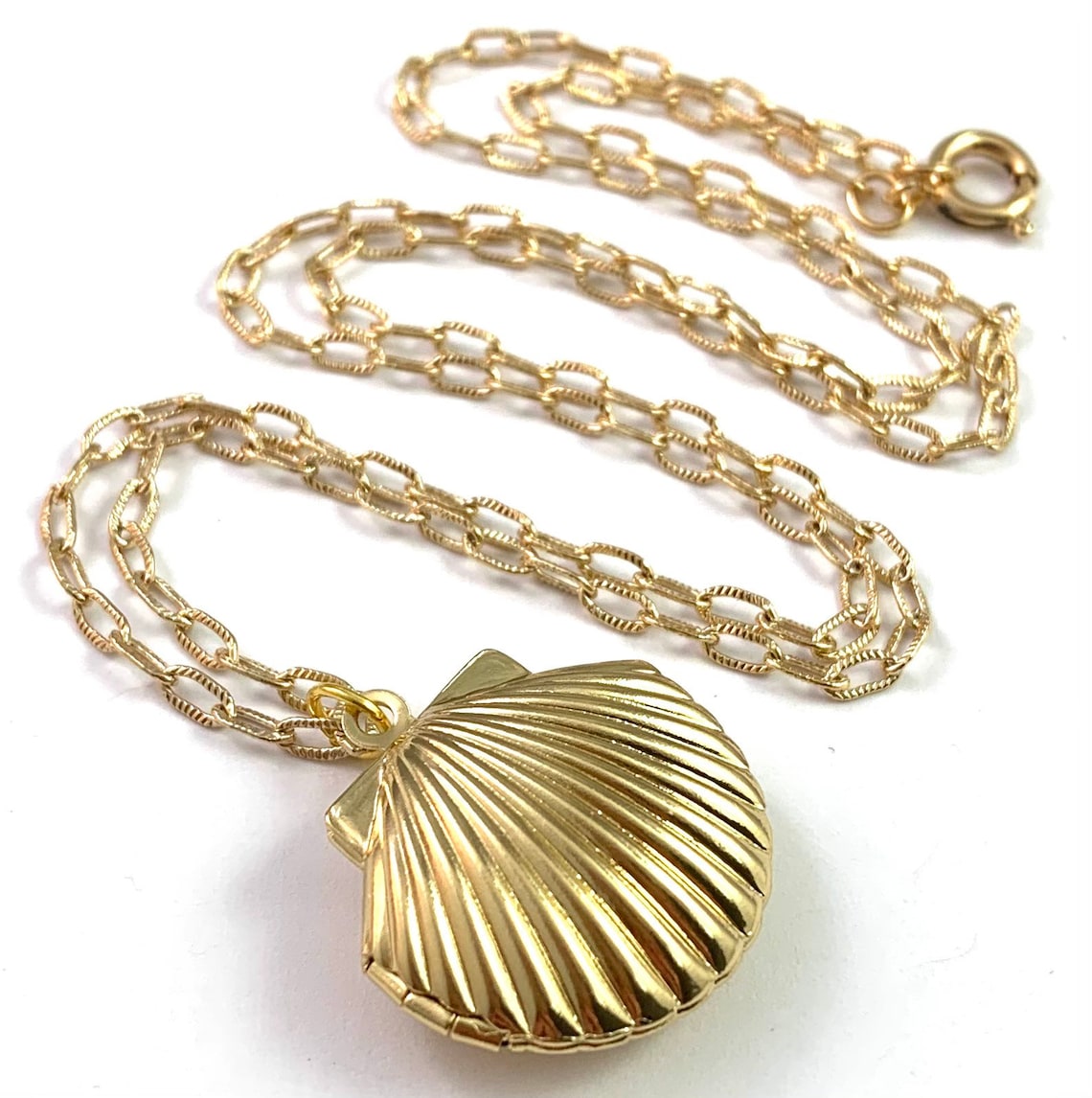 Locket Necklace Seashell Locket Necklace Scallop Shell | Etsy