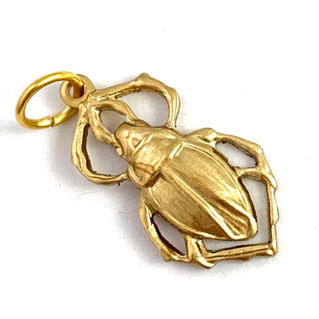 Scarab Pendant, Scarab Beetle, Scarab Jewelry, Scarab Charm, Gold Tone ...