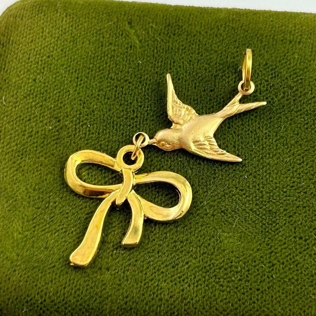 Bird Charm Pendants for Women Bird Dangling Bow Charm Necklace Pendant ...