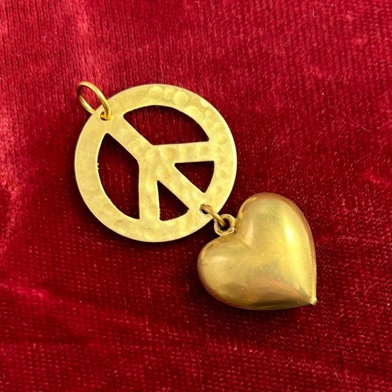 Peace Heart Necklace, Peace and Love Pendant, Peace Sign Pendant, Heart ...