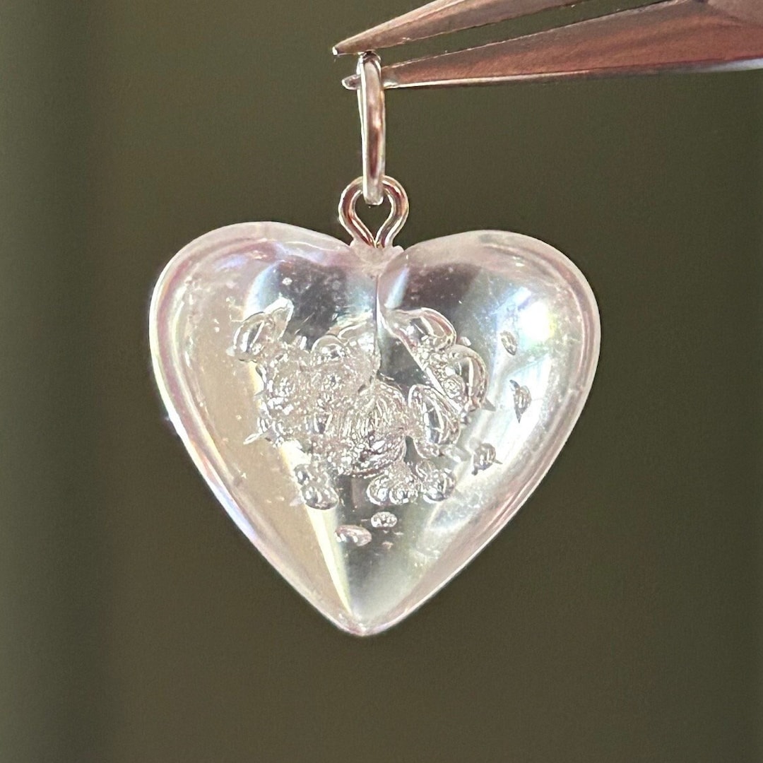 Vintage Lucite Heart Pendant: Clear Bubble Charm, 90s Jewelry - Etsy