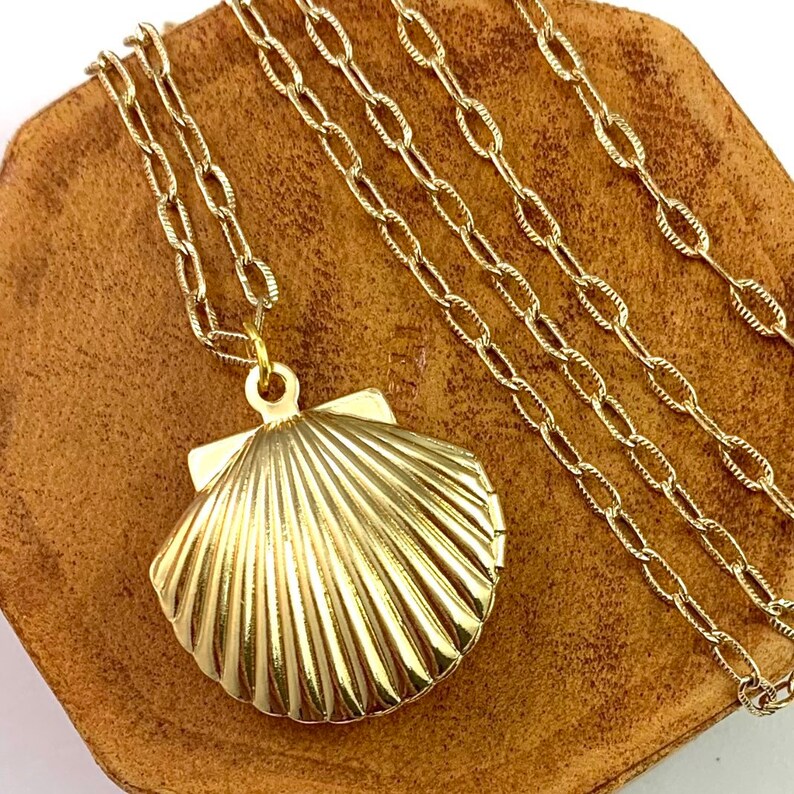 Locket Necklace, Seashell Locket Necklace, Scallop Shell Locket, Locket ...