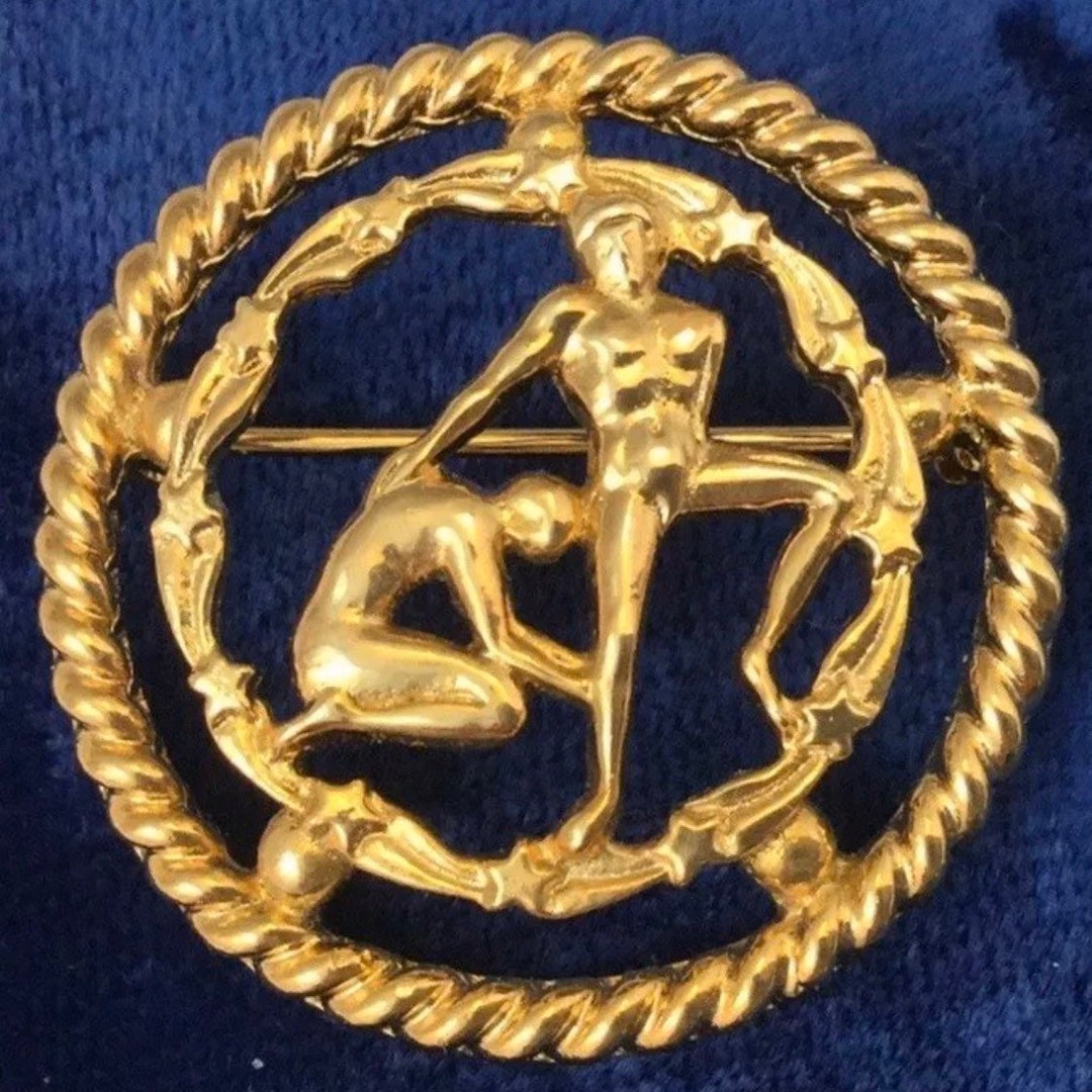 Gemini Pin, Vintage Jewelry, Gemini Brooch, Zodiac Jewelry, Vintage ...