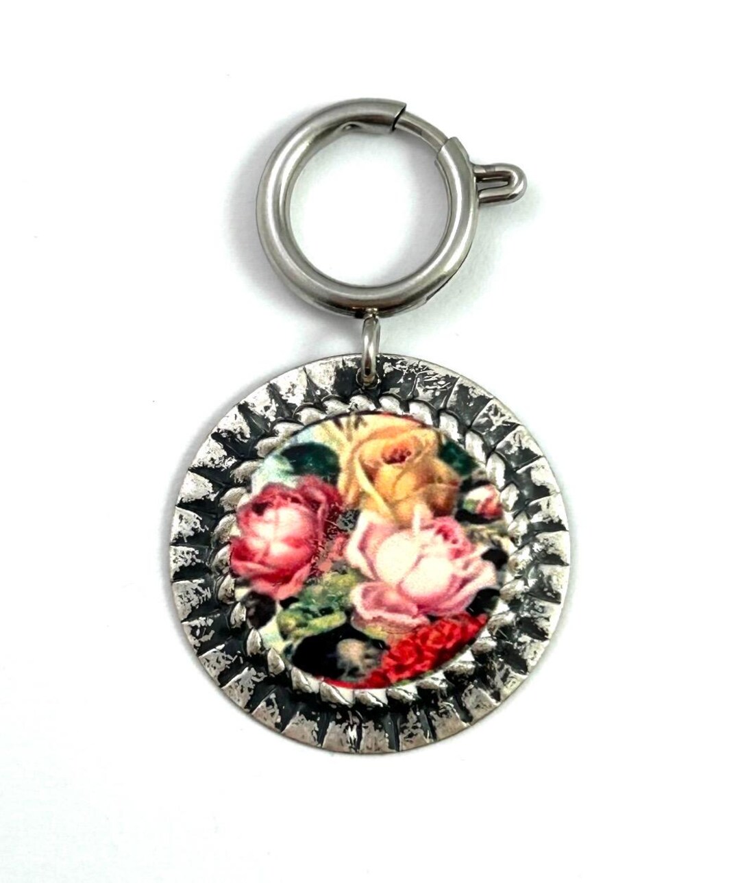 Retro Clip on Charm, Vintage Floral Jewelry, Rose Charm for Bracelet ...