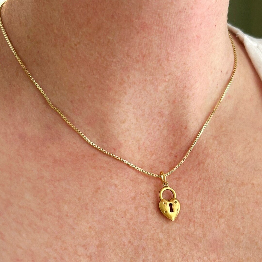 Dainty Charm Necklace Heart Padlock Charm Necklaces for Women Vintage ...