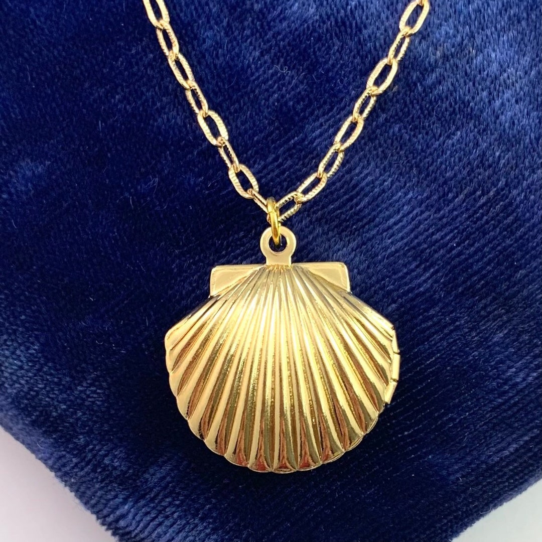Locket Necklace, Seashell Locket Necklace, Scallop Shell Locket, Locket ...