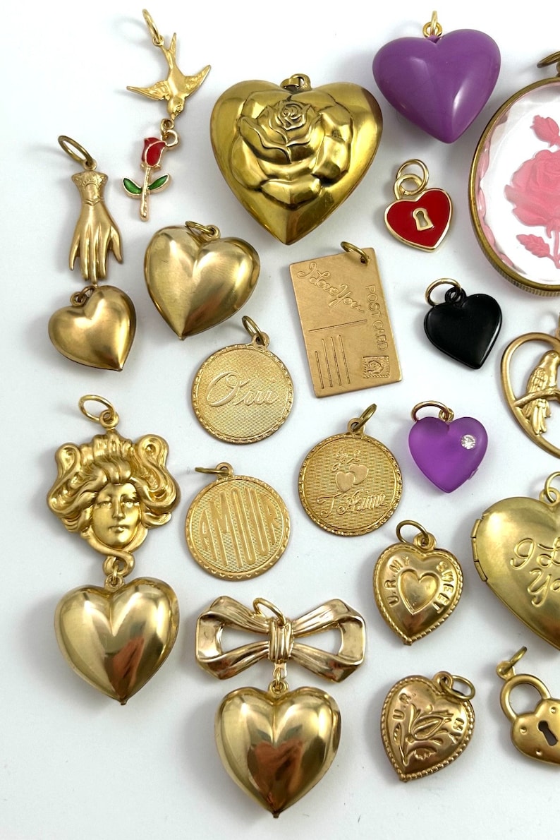Charms for Lovers Themed Gift for Her Heart Charm Necklace Pendant ...