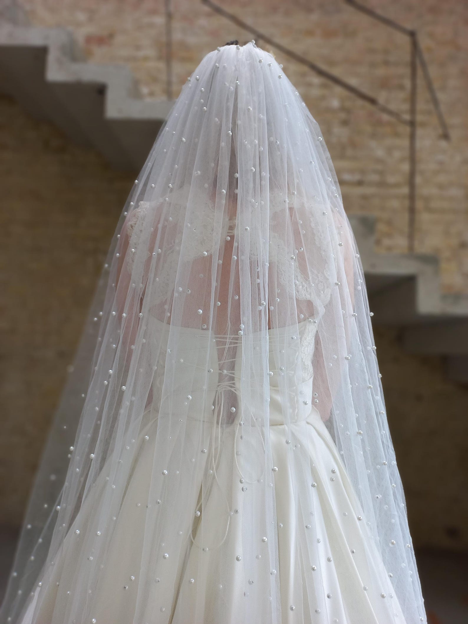 Pearl Veil Floor Length Veil Pearl Wedding Veil Ivory Pearl Bridal Veil ...