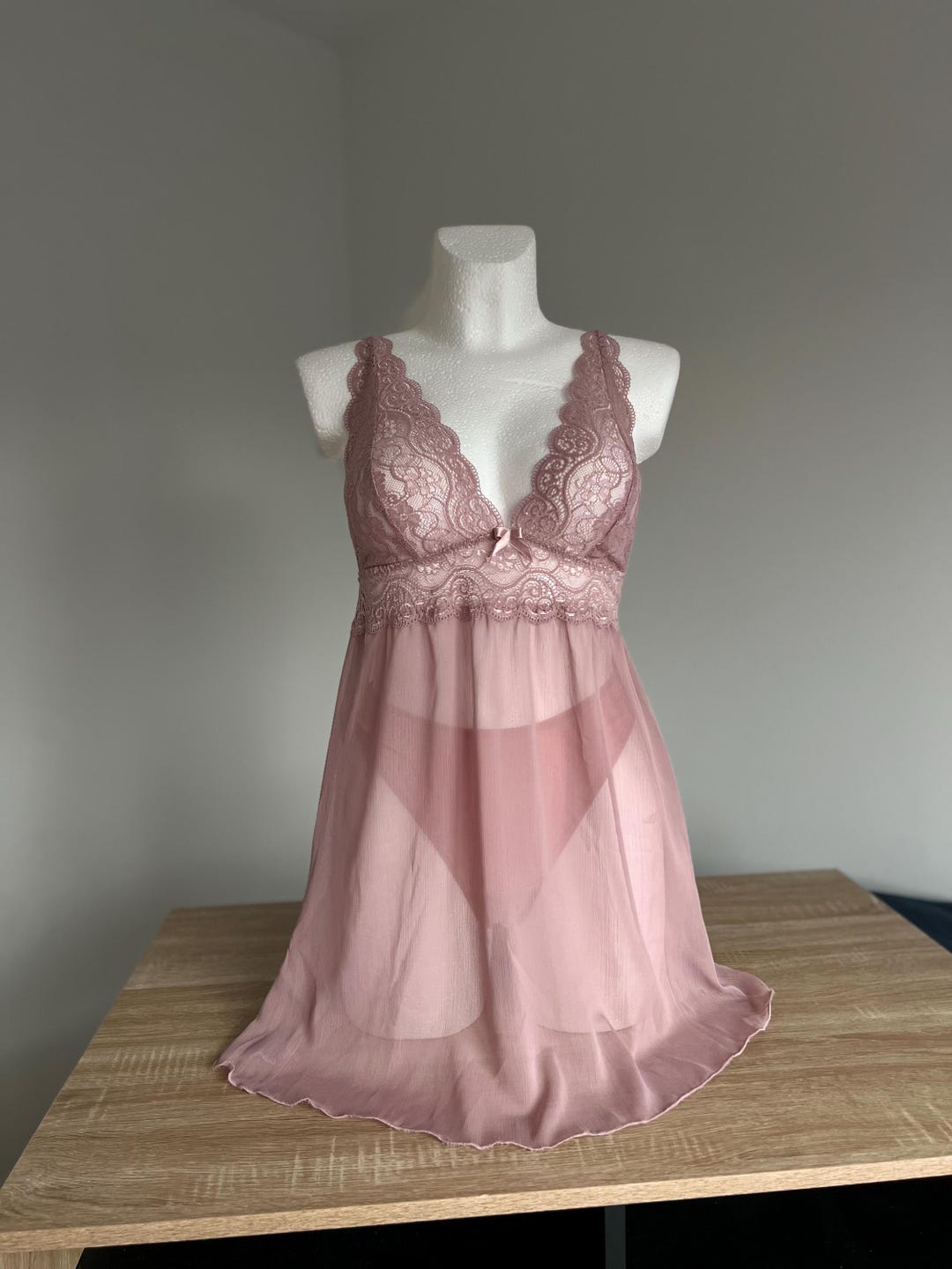 See Through Nightie Lace Night Dress Sheer Plus Size Babydoll Lingerie ...