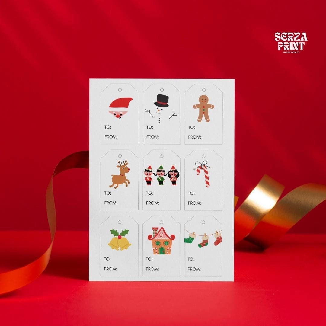 CHRISTMAS NAME TAGS, Template, Digital Download, Christmas Day, Happy ...