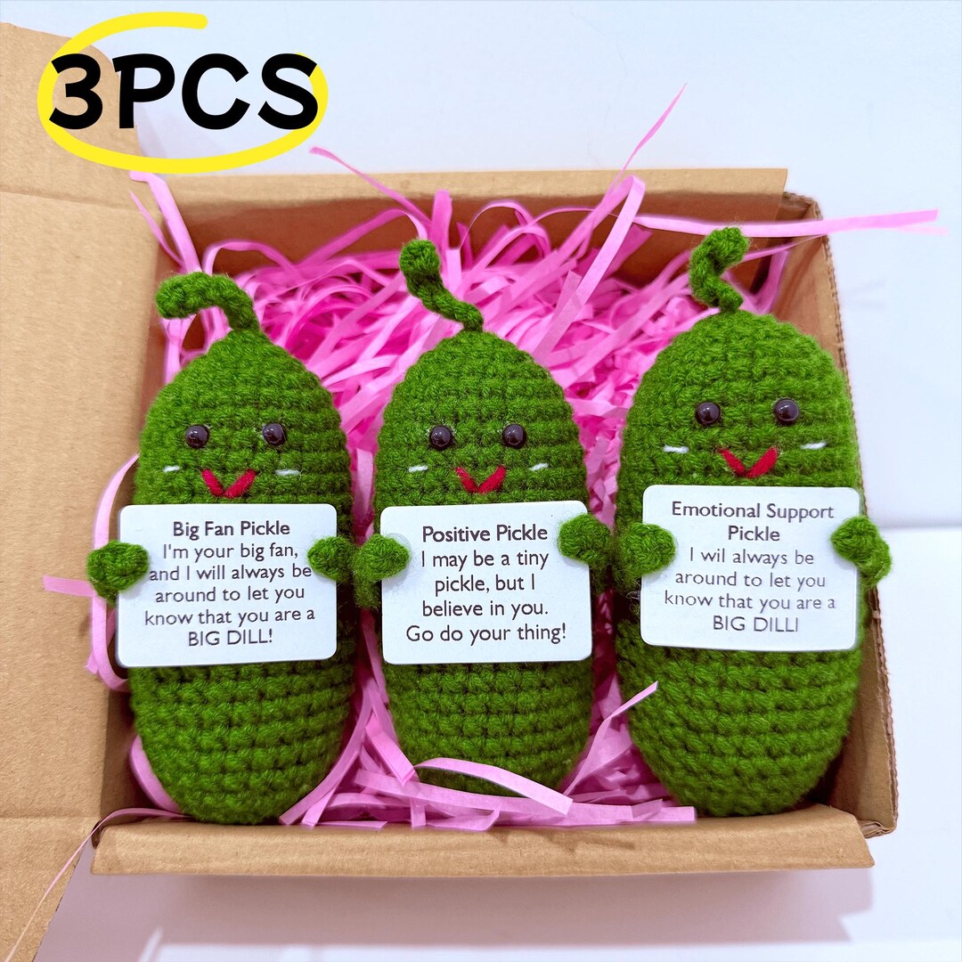3PCS Emotional Support Pickle, Positive Crochet Pickle, Amigurumi ...