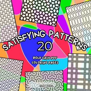 20 Satisfying Patterns Bold Easy Coloring Pages for Relaxation, 20 ...