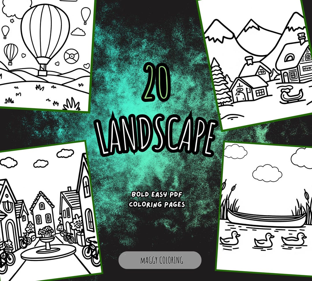 Landscapes Bold Easy Coloring Pages Relaxation 20 Printable PDF ...