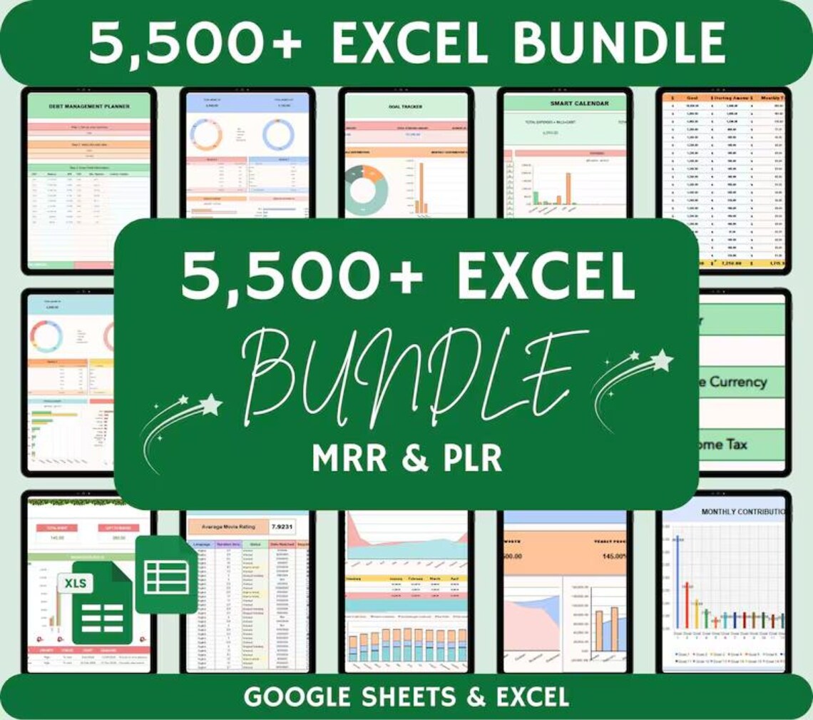 5500+ MRR PLR Excel Bundle Done for You, All in One Excel Templates ...