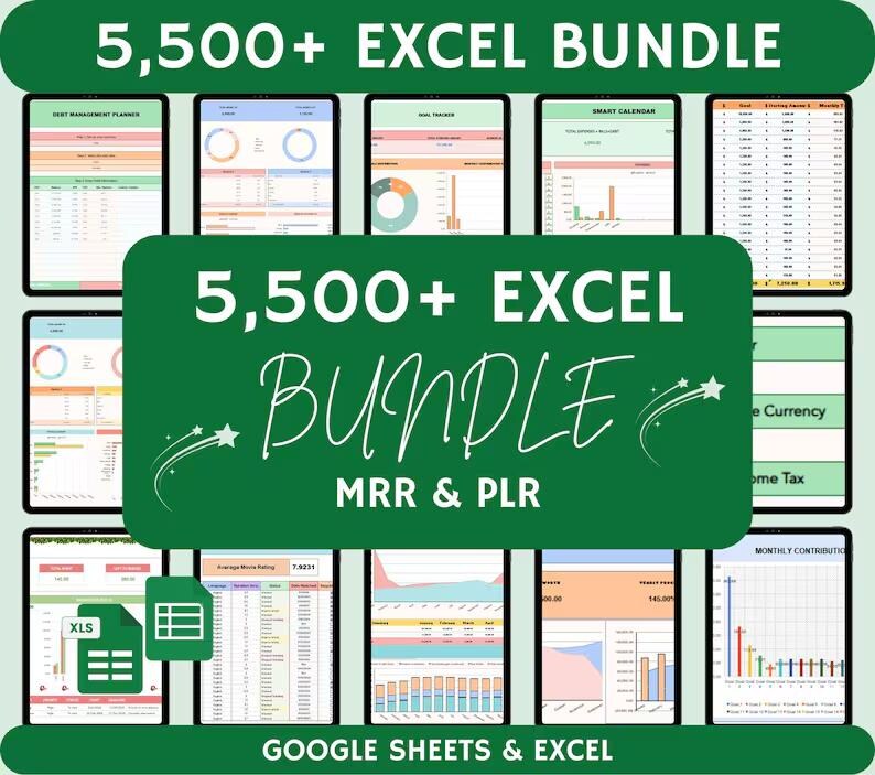 5500+ MRR PLR Excel Bundle Done for You, All in One Excel Templates ...