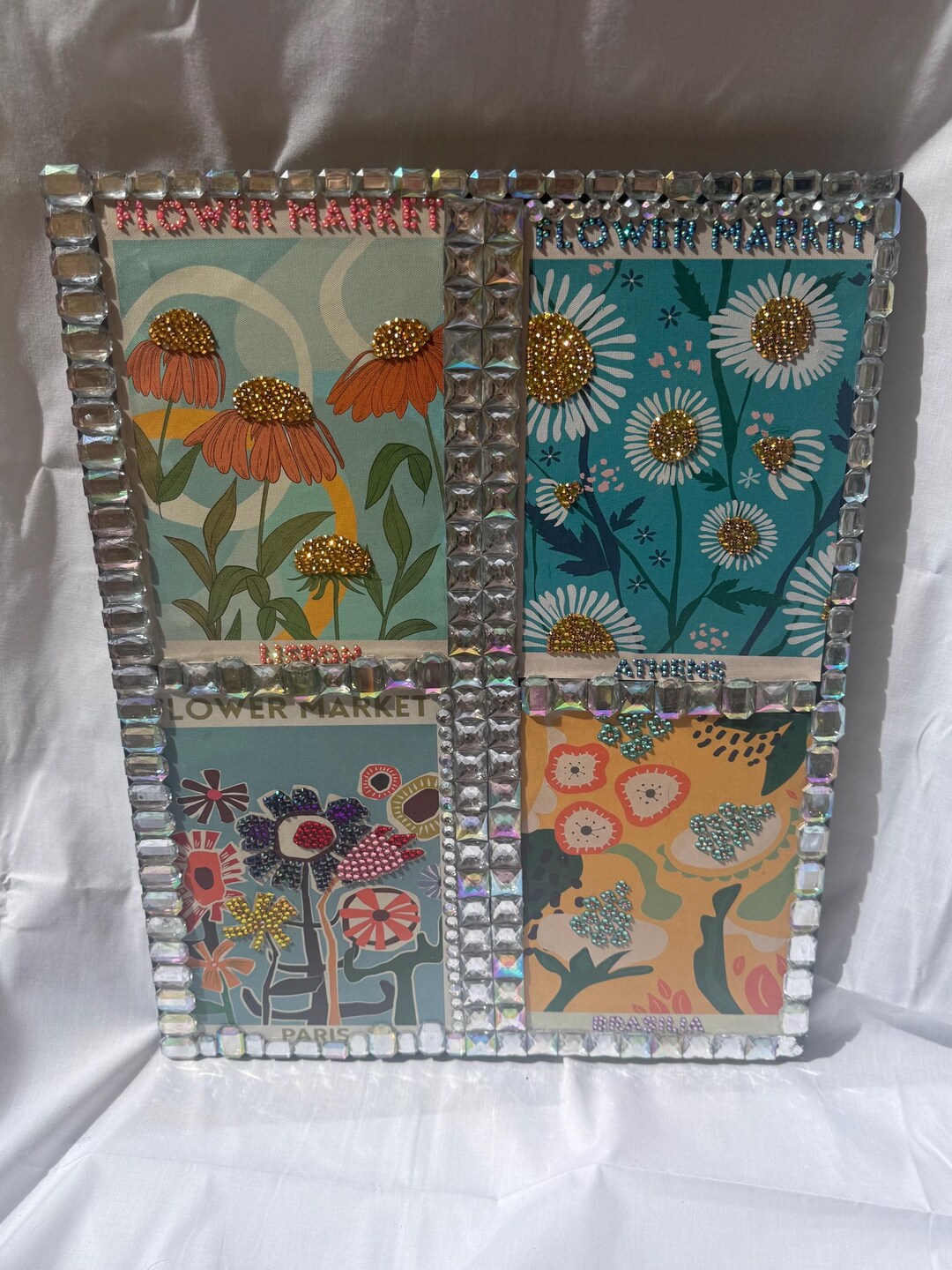 FLORAL Upcycled Rhinestone Poster- Set of Three - Etsy