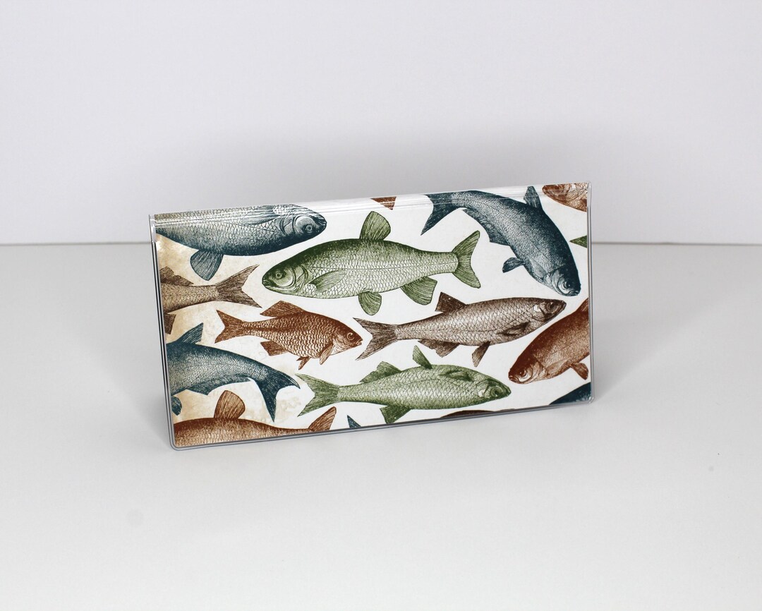 Checkbook Cover - School of Fish - Etsy