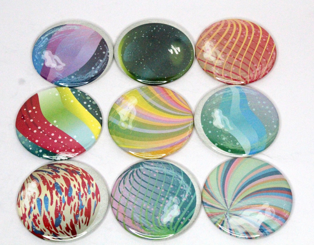 2.25" Set of 9 Magnets- Glass Marbles - Etsy