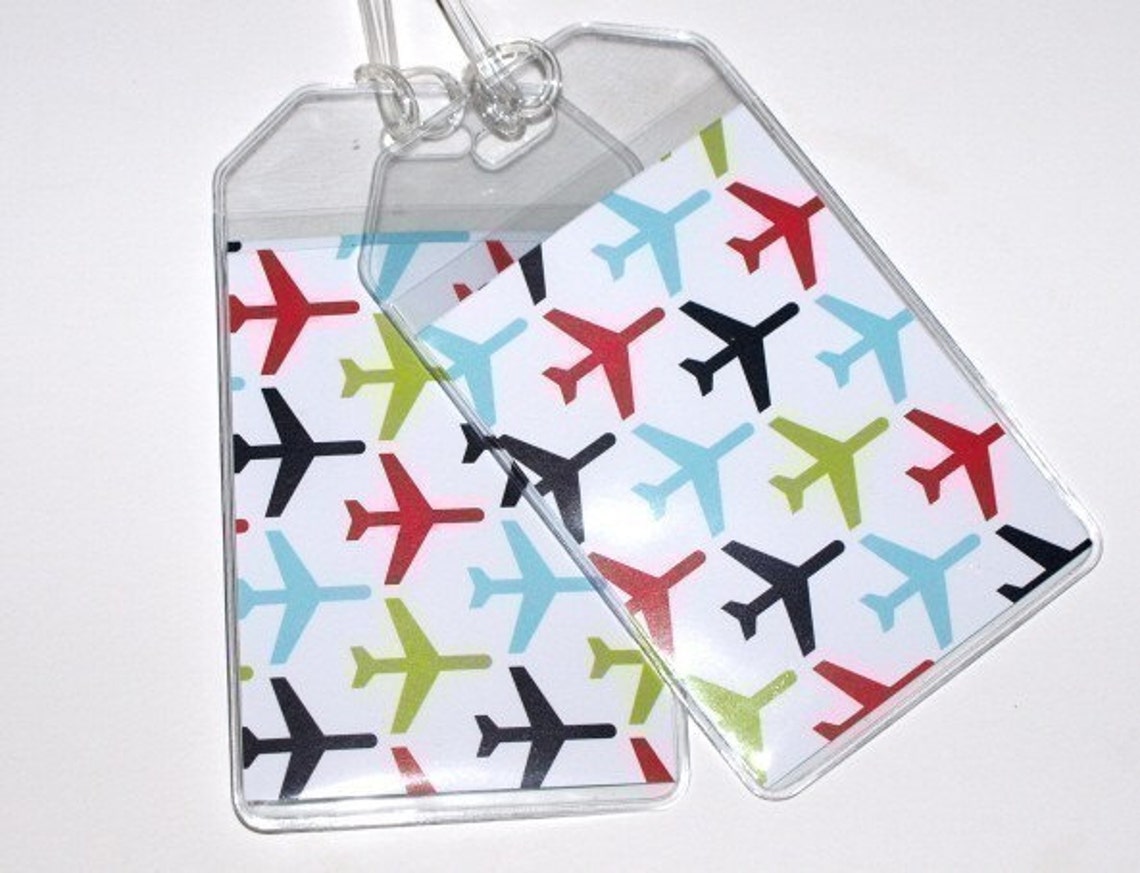 Luggage Tags - Set of Two - Retro Planes - Etsy