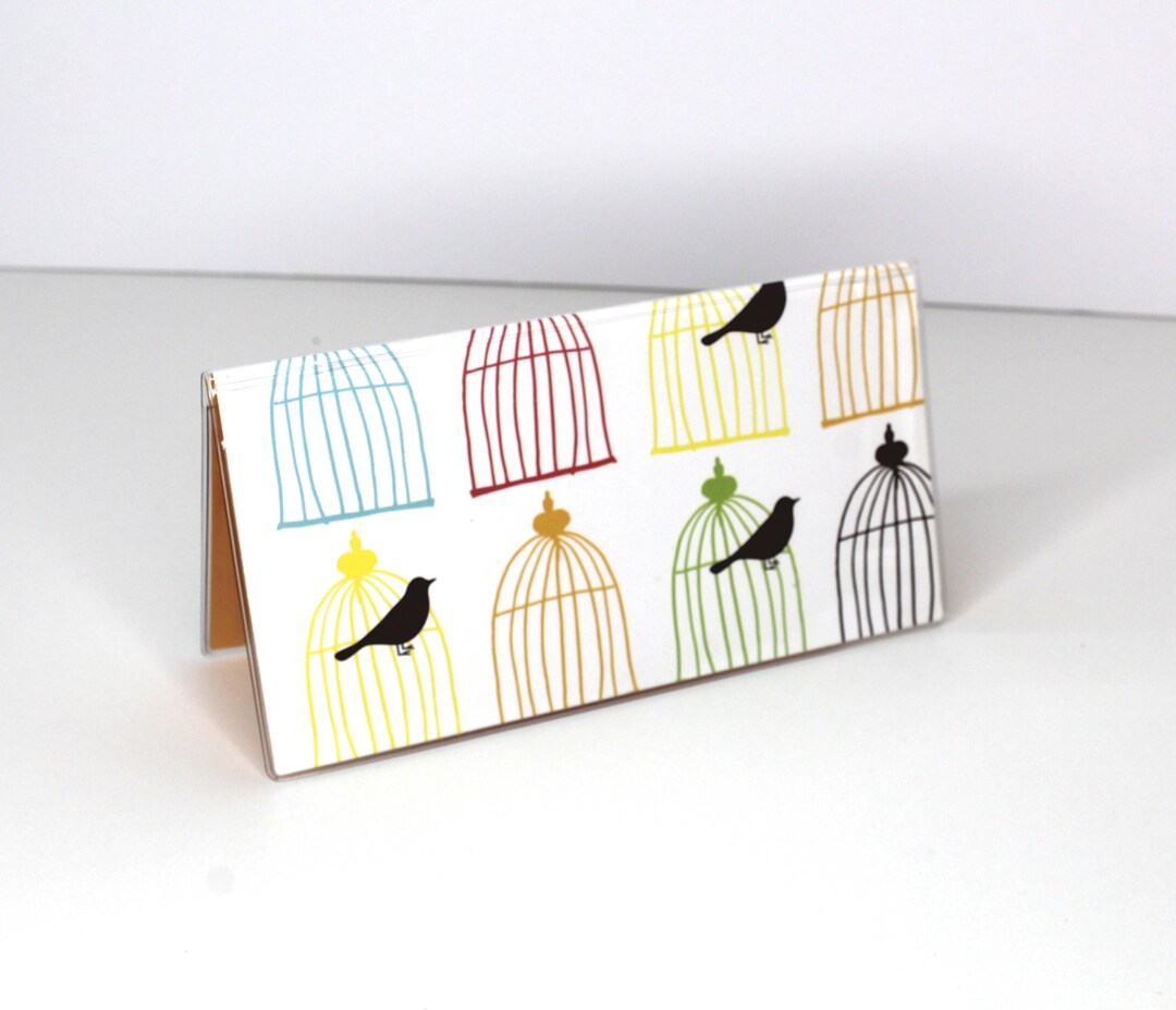 Checkbook Cover - Birds in Cages - Etsy